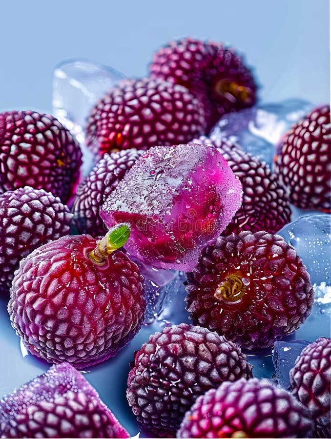 A Close Up of Some Purple Fruit with Ice Stock Image - Image of ...