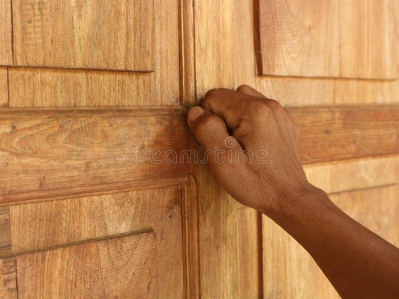 Close-up of Someone S Hand Knocking on the Door Stock Image - Image of ...