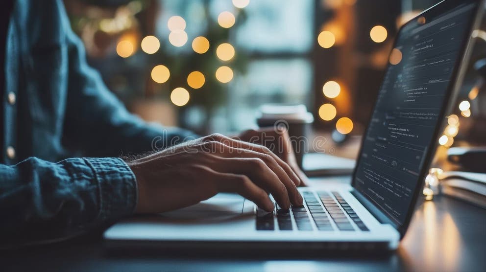 A Close-up of Someone Typing on a Laptop, Capturing the Active ...
