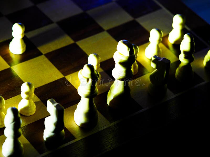 Dramatically Lit Chess Pieces on a Board Stock Photo - Image of games ...