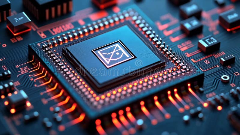 Microchip Technology: Advanced Processor with Email Icon Stock Video ...