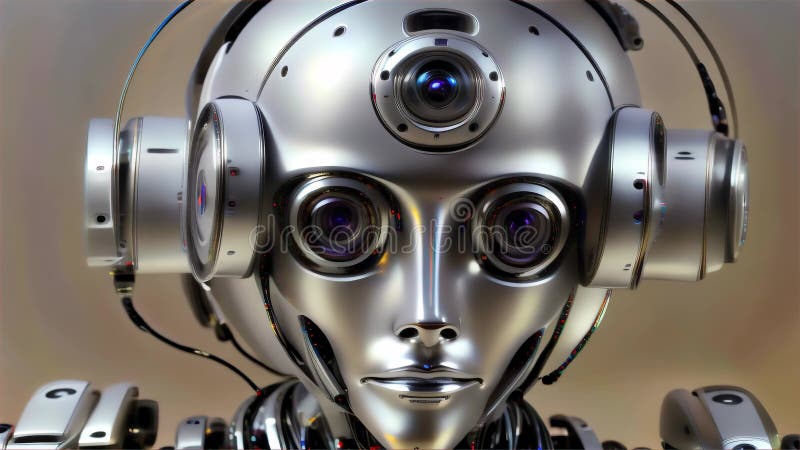 Close-up of a High-Tech Robotic Face Stock Footage - Video of ...