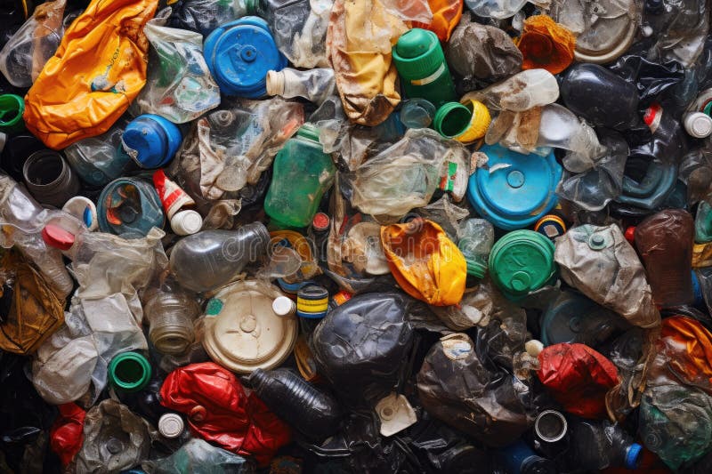 Close-up of Sorted Recyclables: Cans, Bottles, Paper Stock Illustration ...