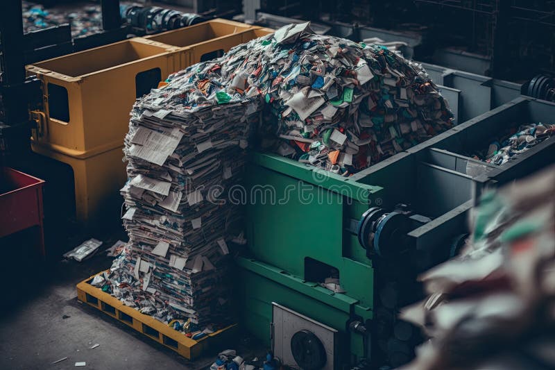 Close-up of Sorting Facility, with Different Types of Recyclables ...