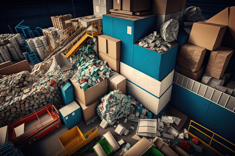 Close-up of Sorting Facility, with Different Types of Recyclables ...
