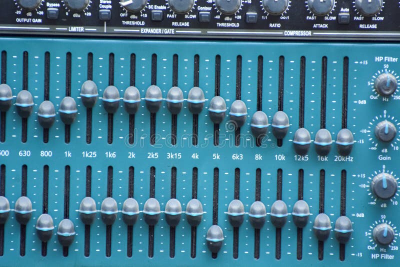 Sound equalizer in studio stock image. Image of post - 107568345
