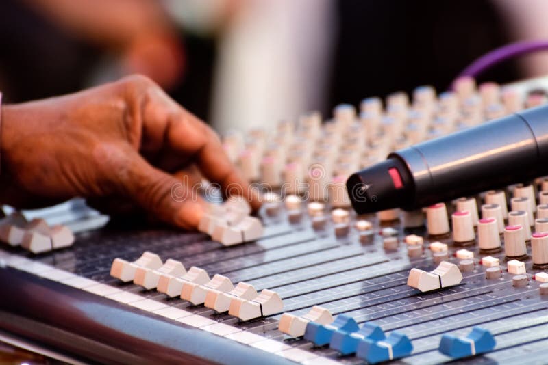 Close-up of Sound Recording Audio Mixer Stock Image - Image of hand ...