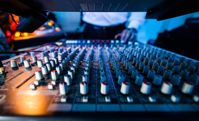 Close-up of a Sound Tech Board in Action Stock Image - Image of mixing ...