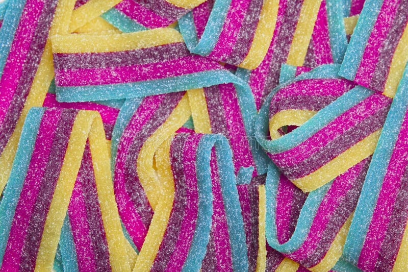 Close-up of Sour Jelly Candy Strips in Rainbow Colors Stock Photo ...