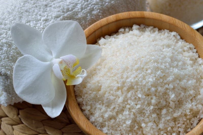 Close Up of Spa Set with Salt Bath. Stock Image - Image of clean ...