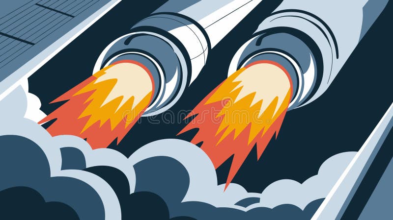 Close-up of Space Rocket Engines Emitting Smoke. Stock Vector ...