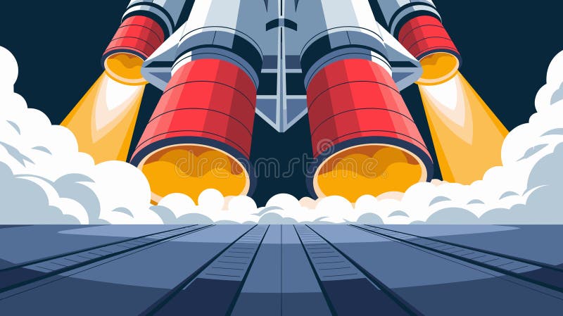 Close-up of Space Rocket Engines Emitting Smoke. Stock Vector ...