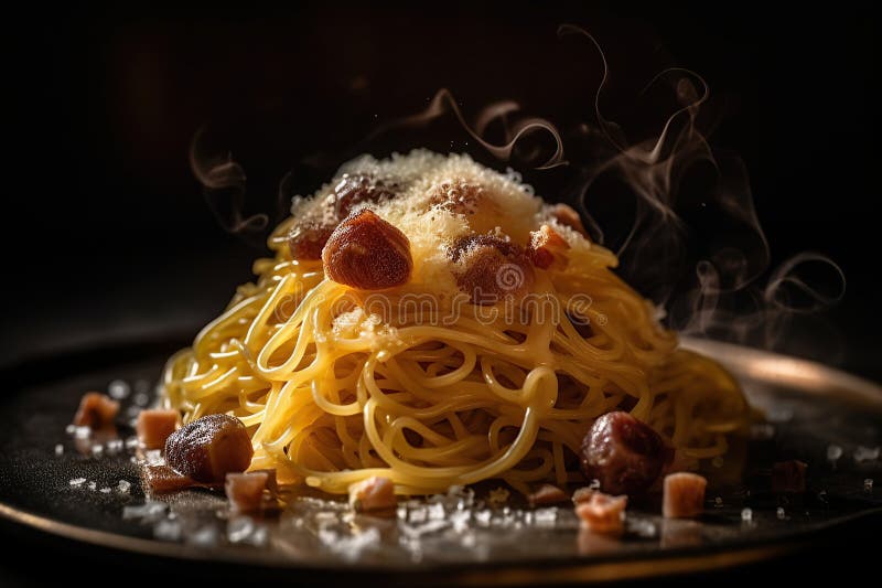 Close-up of Spaghetti Served in Plate on Table Created by Generative AI ...