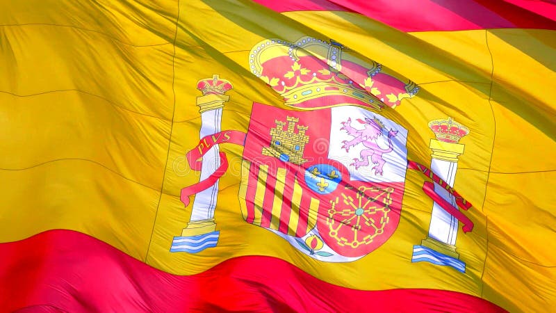 The Spanish Flag in a Big Wind Stock Illustration - Illustration of ...