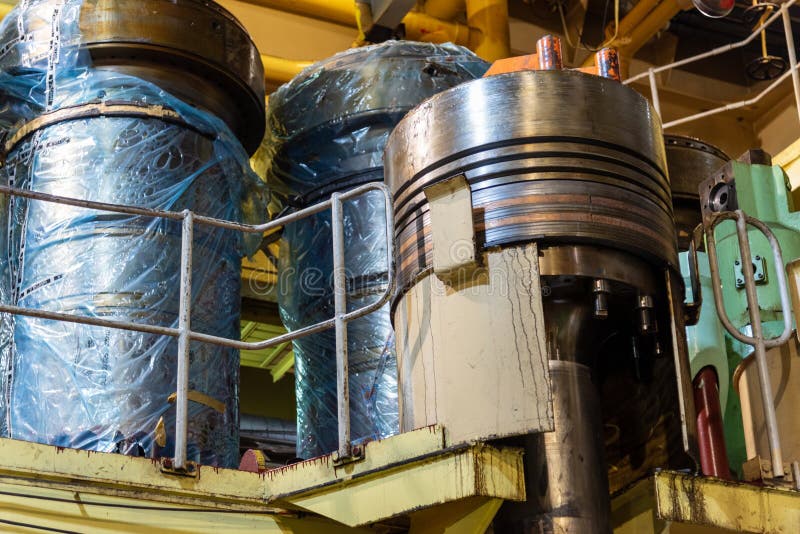 Close-up of Spare Ship S Engine Parts Stored Onboard: a Piston and ...