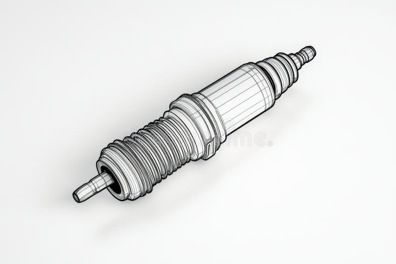 A Close Up of a Spark Plug with a Black and White Drawing Stock ...