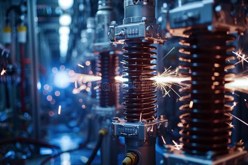 Closeup of Sparking Highvoltage Equipment in a Dramatic Display of ...