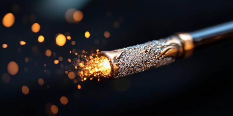 Close-up of Sparkler Igniting with Bright Sparks and Glittering Handle ...