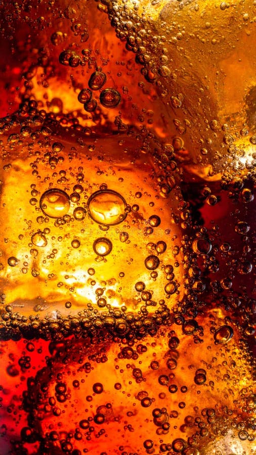 Close-up of Sparkling Brown Beverage with Ice Cubes Stock Illustration ...