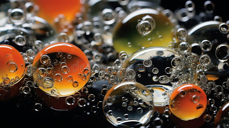 Close Up of Sparkling Bubbles and Fresh Fruits in Invigorating Drink ...
