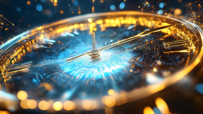 Close-up of a Sparkling Clock Face with Light Effects Stock Photo ...