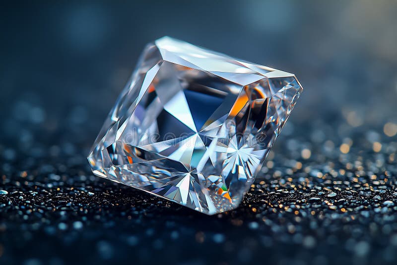 Close-up of a Sparkling Diamond on a Textured Dark Surface Stock Photo ...