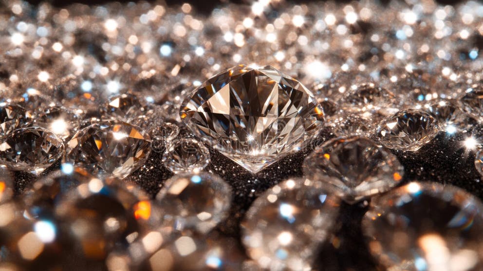 Close-Up of Sparkling Diamonds on Dark Background Stock Illustration ...