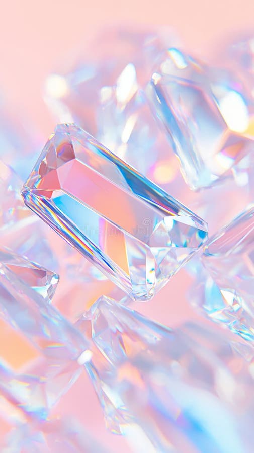Close-up of Sparkling Diamonds with Rainbow Reflections on a Soft ...
