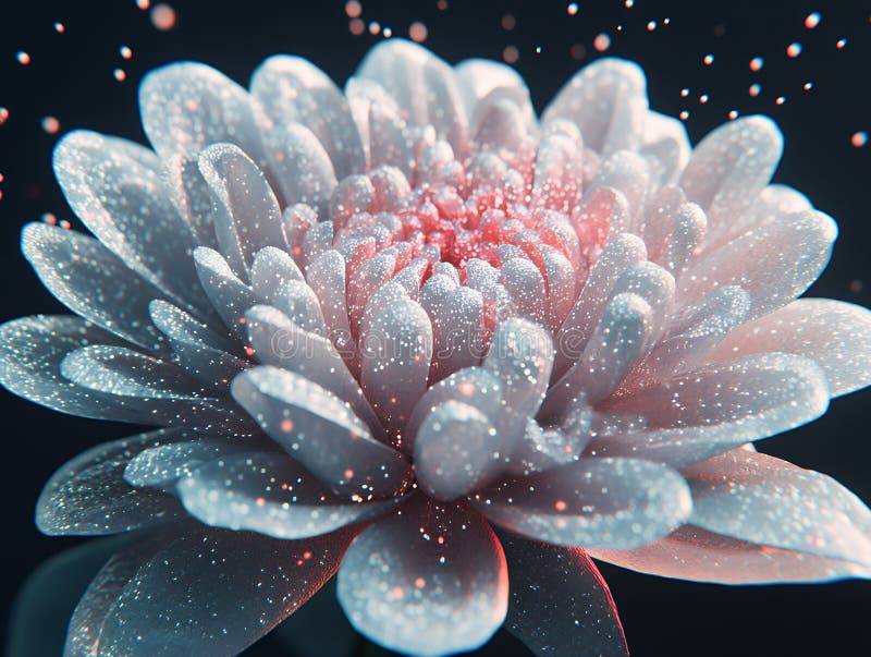 Close Up of a Sparkling Flower with a Dark Background and Bokeh Light ...