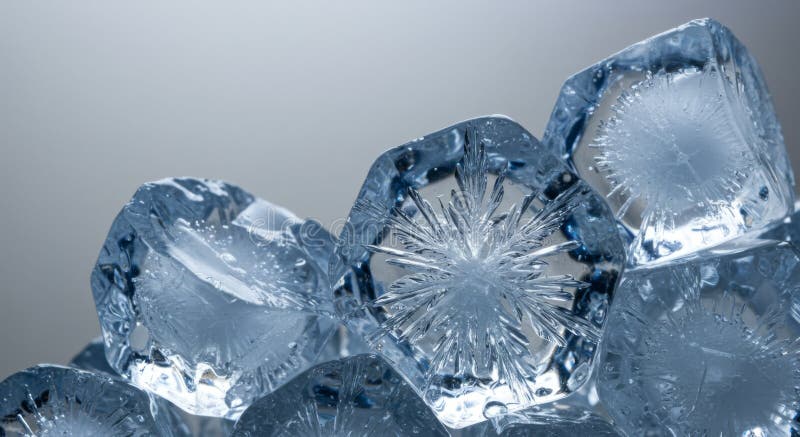 Close-up of Sparkling Ice Cubes on Gray Background Stock Illustration ...