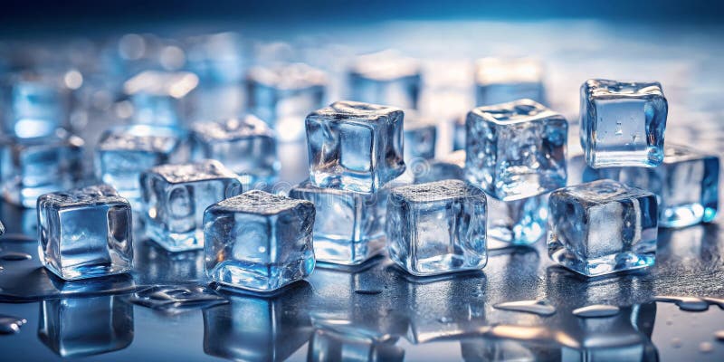 Close-up of Sparkling Ice Cubes on a Reflective Surface. Generative AI ...