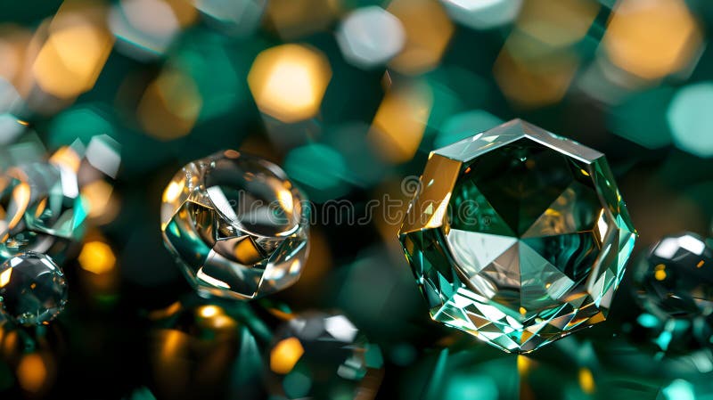 A Close-up of Sparkling, Multifaceted Gemstones Reflecting Light in ...