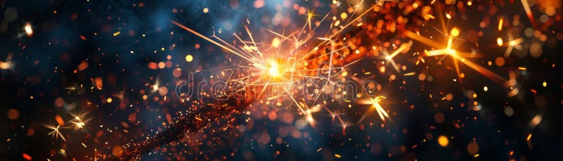 A Close-up of a Sparkling Object Ignited with Fiery Particles Scattered ...