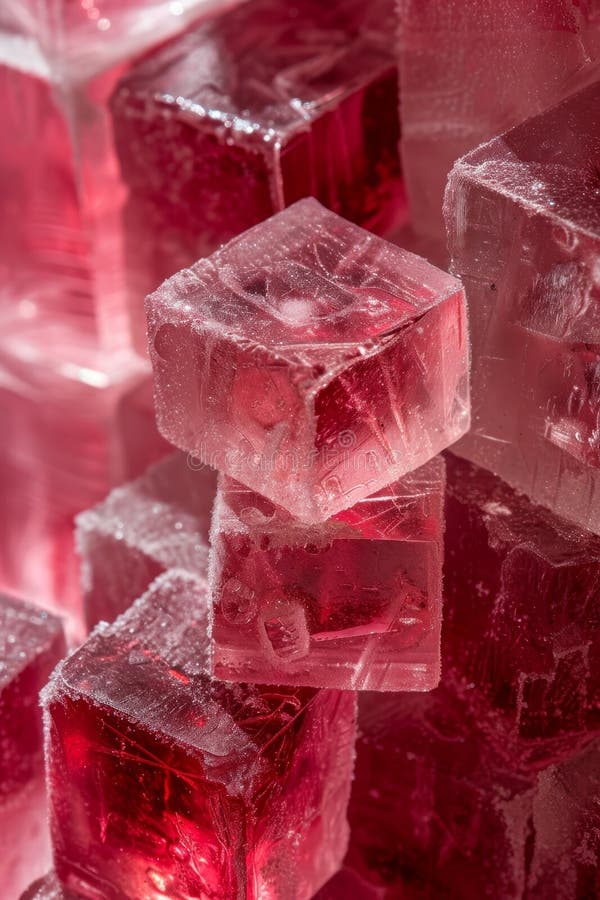 Close-up of Sparkling Red Ice Cubes Stock Illustration - Illustration ...