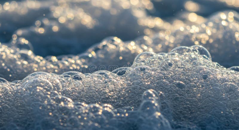 Close-Up of Sparkling Sea Foam Bubbles Stock Illustration ...