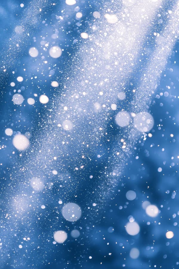 Close-up of a Sparkling Snowflake Falling in a Blue Winter Scene Stock ...