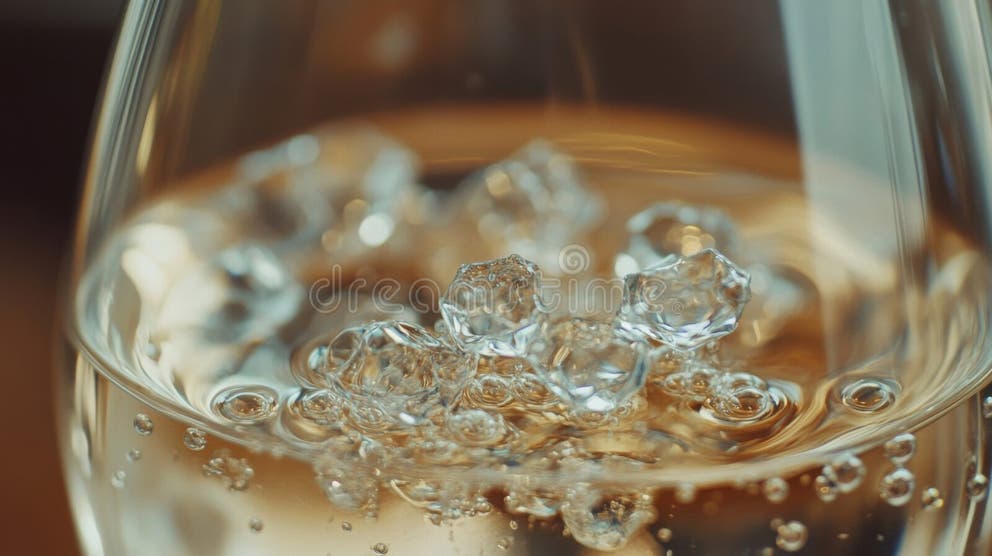 Close-up of Sparkling Water Bubbles in Glass Stock Illustration ...