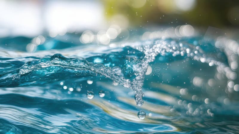 Close-up of Sparkling Water Droplets Creating Waves in Vibrant Blue ...