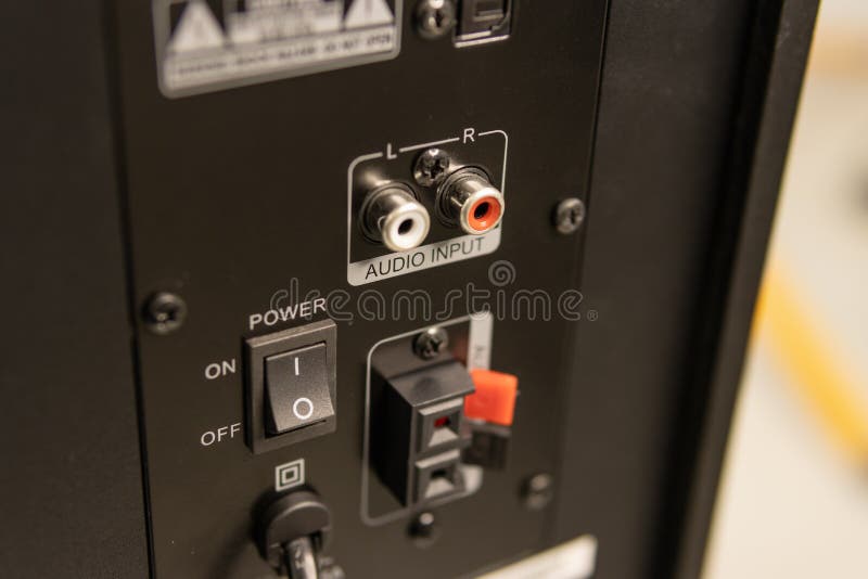 Close-up of the Speaker Connectors on the Back of the AV Receiver Stock ...