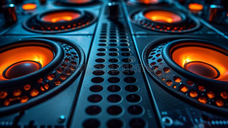 A Close Up of a Speaker System with Orange Lights on it, AI Stock Image ...