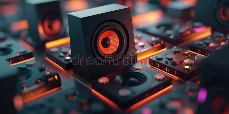 Close Up of a Speaker on a Table. Perfect for Adding Audio To Any ...