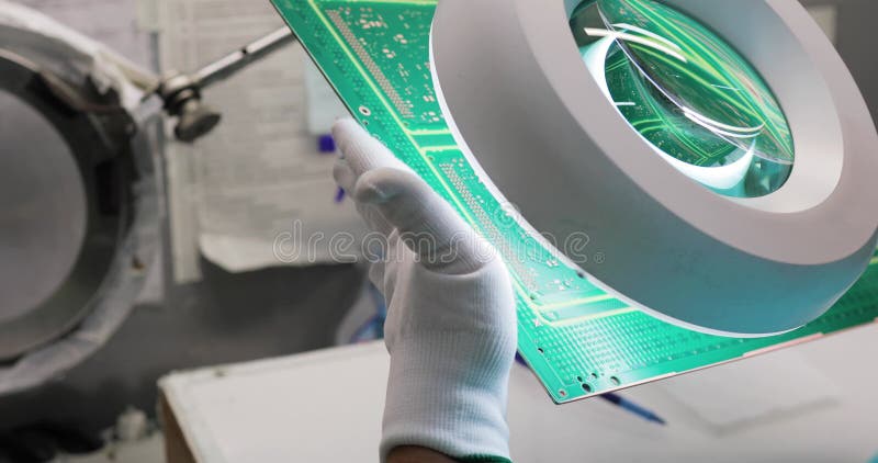 Close-up of Specialist S Hands in a Laboratory Checking an Electronic ...
