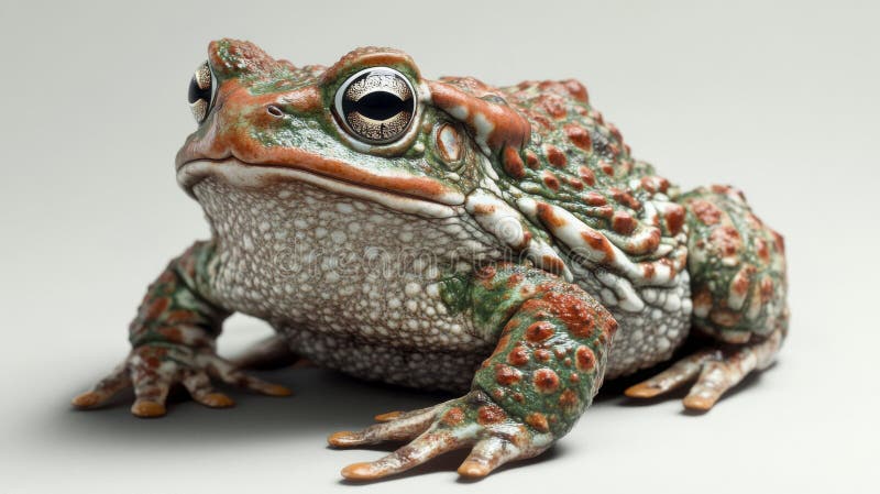 Close-Up of a Speckled Green and Brown Toad on White Background Stock ...