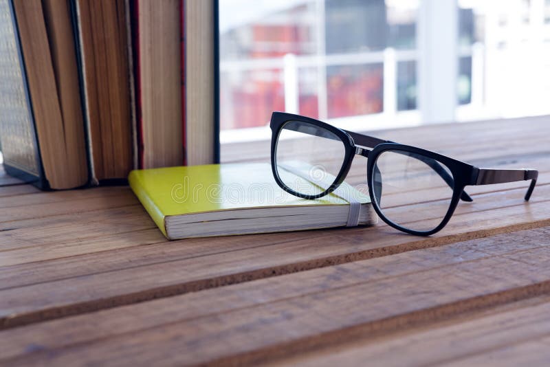 Close-up of Spectacles on Open Book Stock Image - Image of absence ...