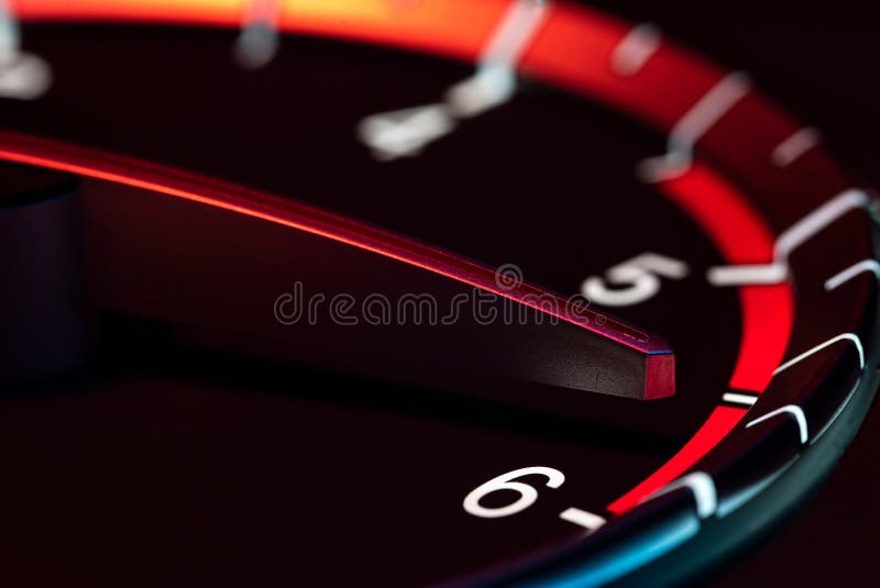 Close-up of Speedometer Needle Pointing To Six on Dashboard Stock ...