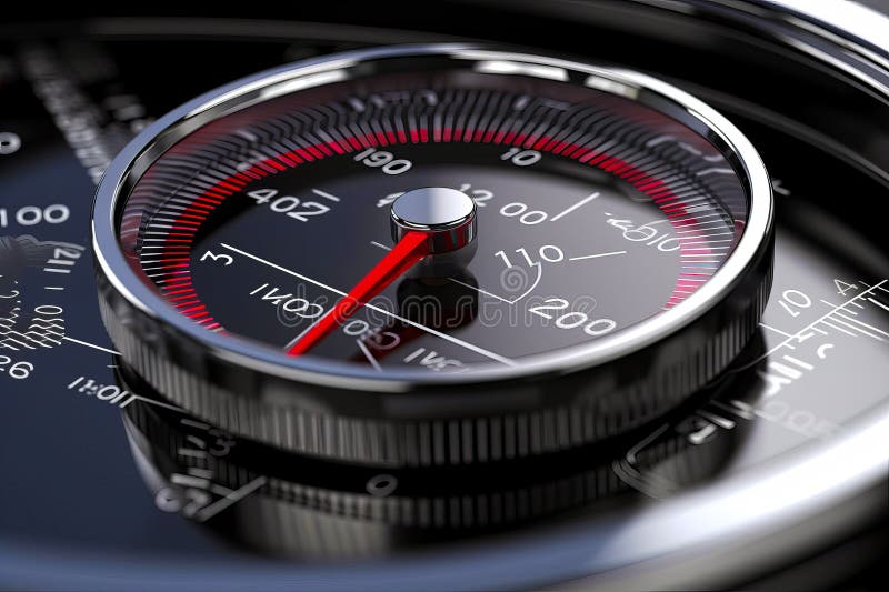 Close Up of Speedometer with Red Needle in the Center. Generative AI ...