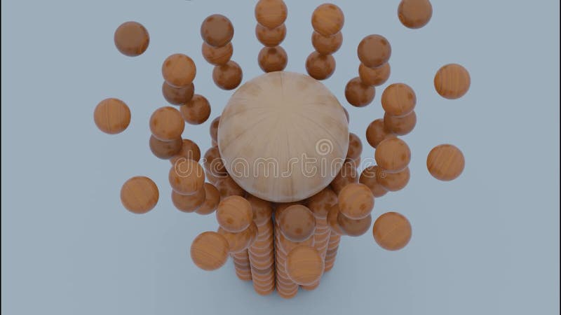Close Up of a Sphere Falling on the Abstract Tower of Small Balls and ...