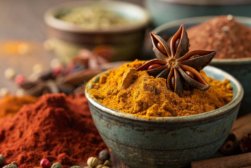 A Close Up of a Spice Mix with a Star Shaped Spice on Top - Generated ...