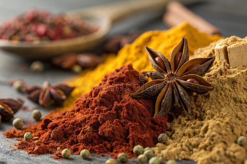 A Close Up of a Spice Mix with a Star Shaped Spice on Top - Generated ...