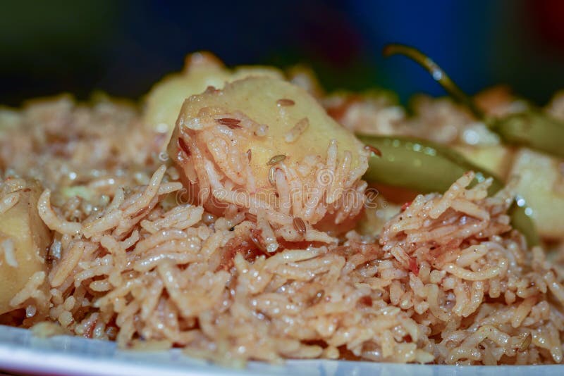 Close Up of Spicy Potato Rice Stock Photo - Image of halal, basmati ...